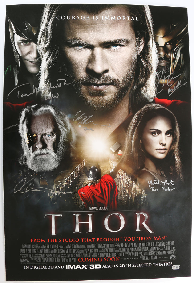 Thor 27x40 Poster Cast Signed by Chris Hemsworth, Tom Hiddleston, Idri ...