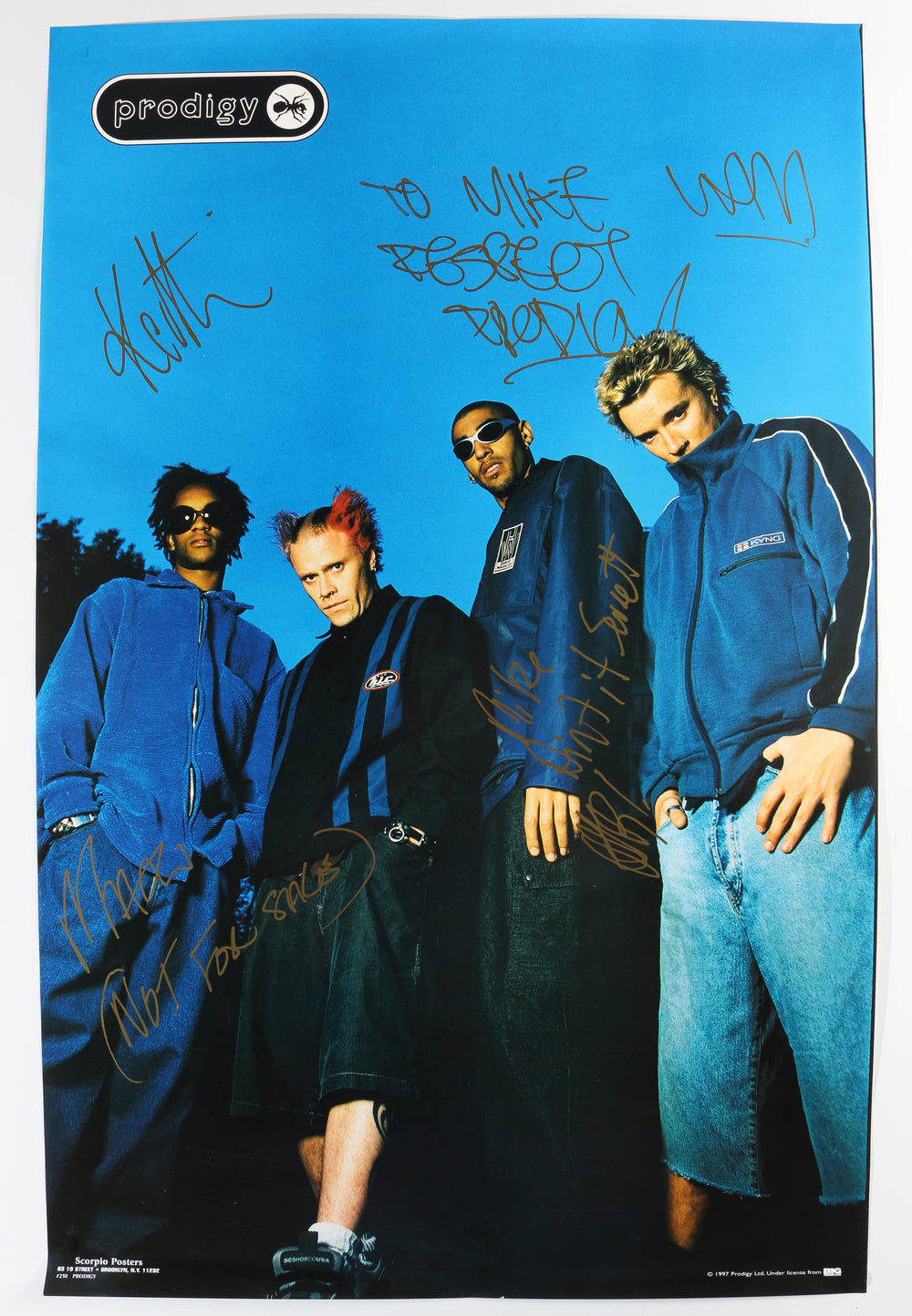 Prodigy 22x34.5 Poster Band Signed by Keith Flint, Liam Howlett, Maxim ...