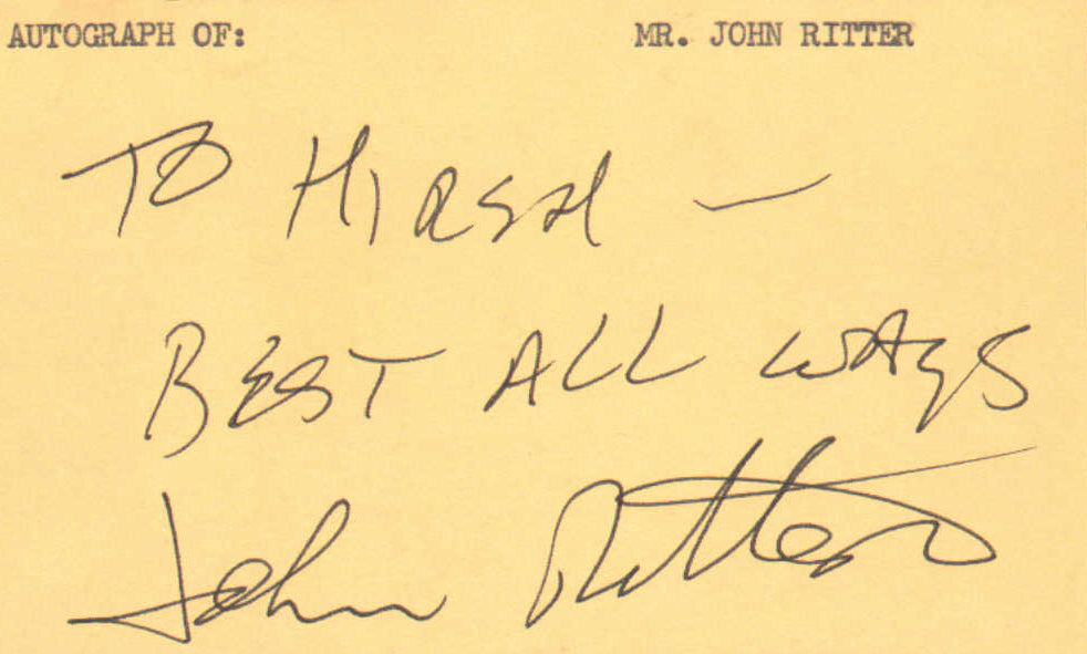 John Ritter from Three's Company & Bad Santa Signed 5x3 Index Card ...
