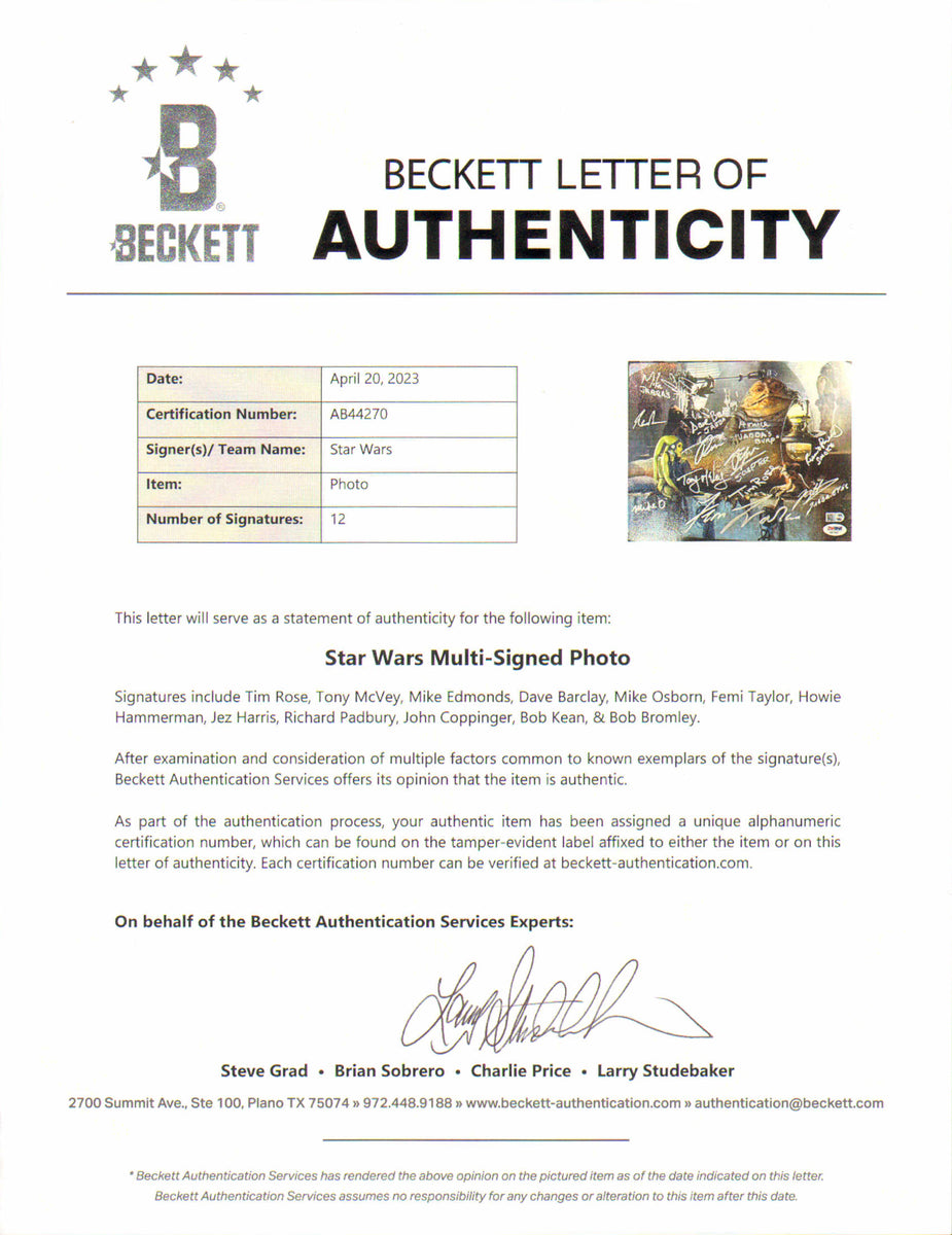 Star Wars: Return of the Jedi Jabba's Palace (Topps/PSA/Beckett) 8x10 ...