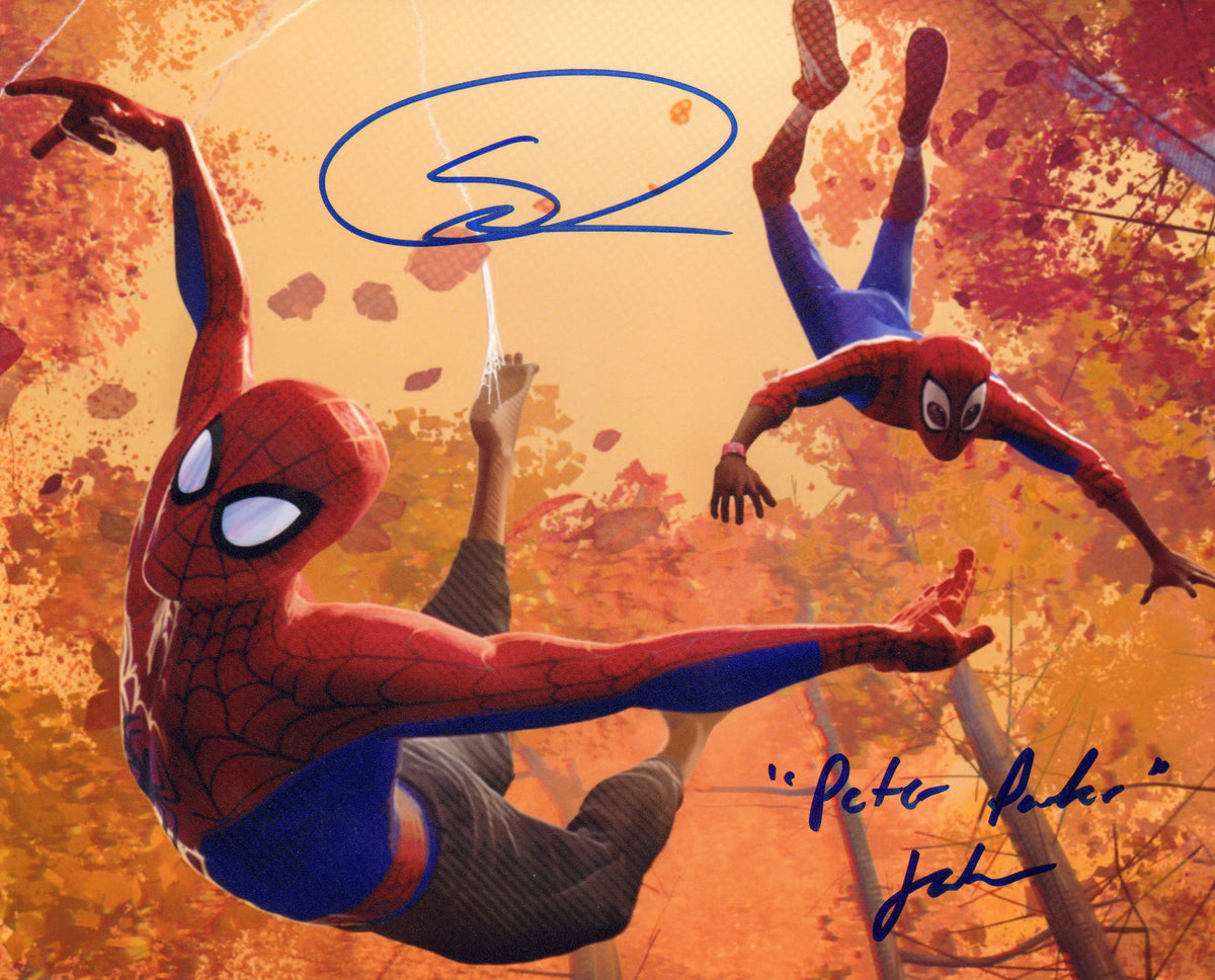 Shameik Moore as Miles Morales & Jake Johnson as Peter Parker in Spide ...