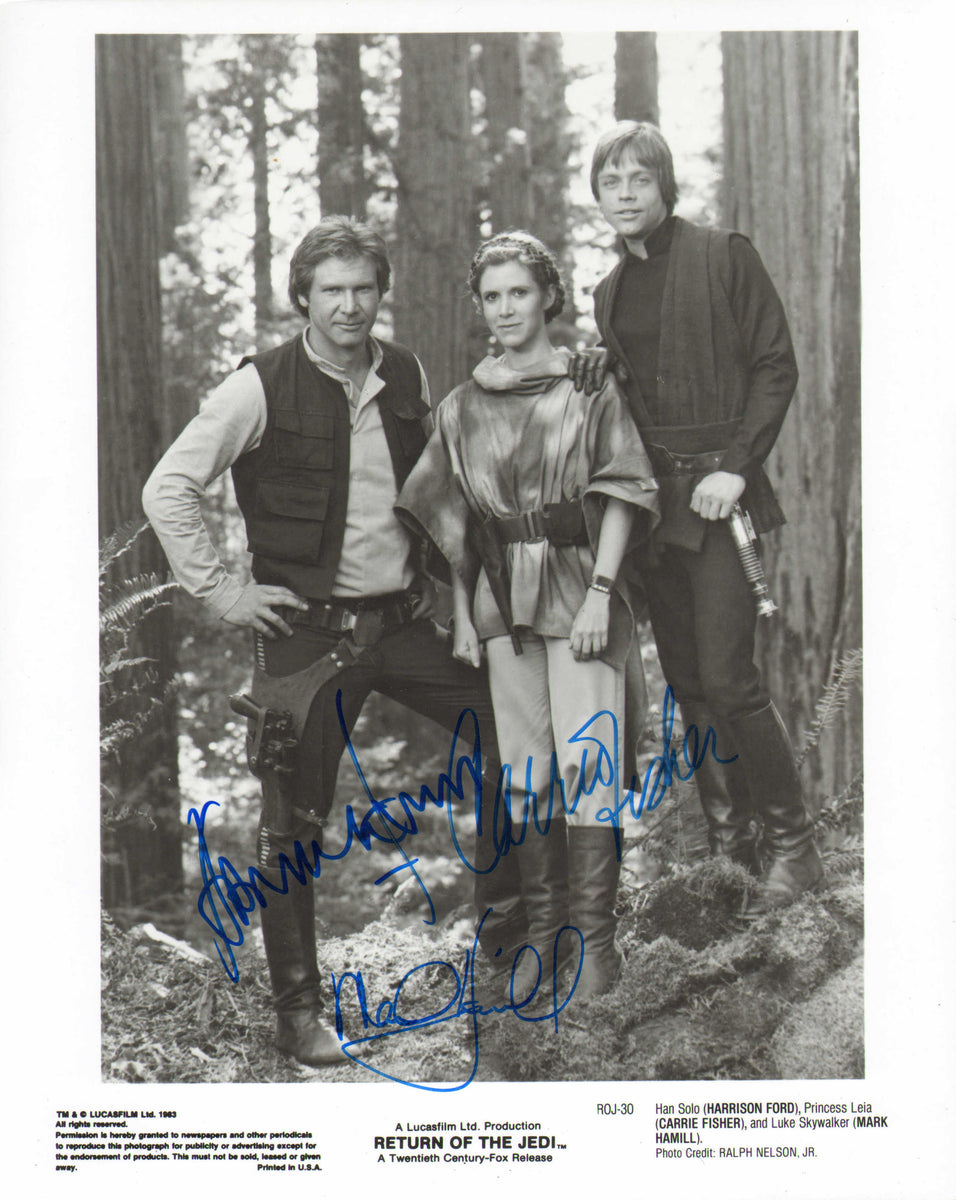 Harrison Ford as Han Solo, Carrie Fisher as Princess Leia, & Mark Hami ...