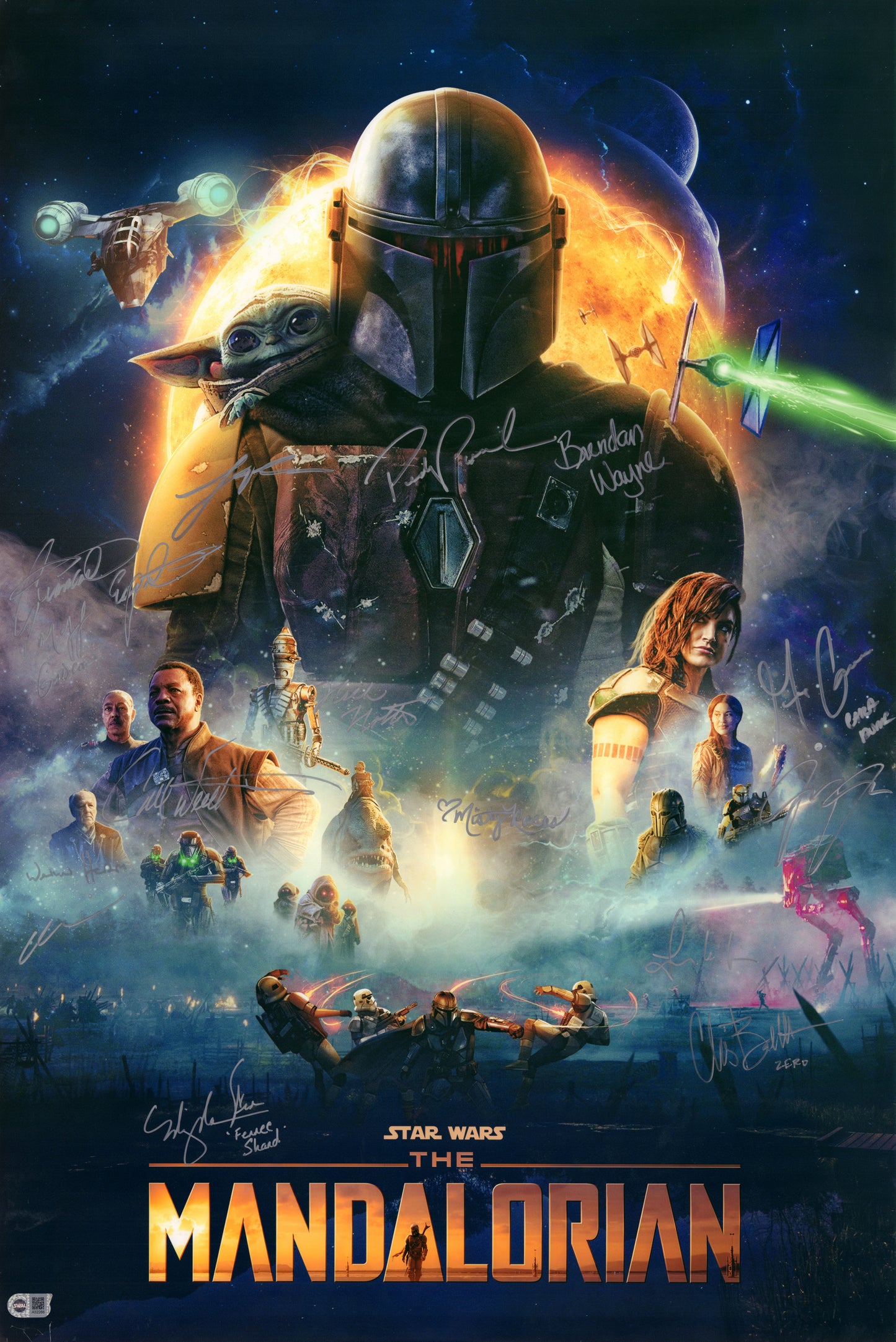 Star Wars: The Mandalorian 24x36 Poster (SWAU) Cast Signed by Pedro Pa ...